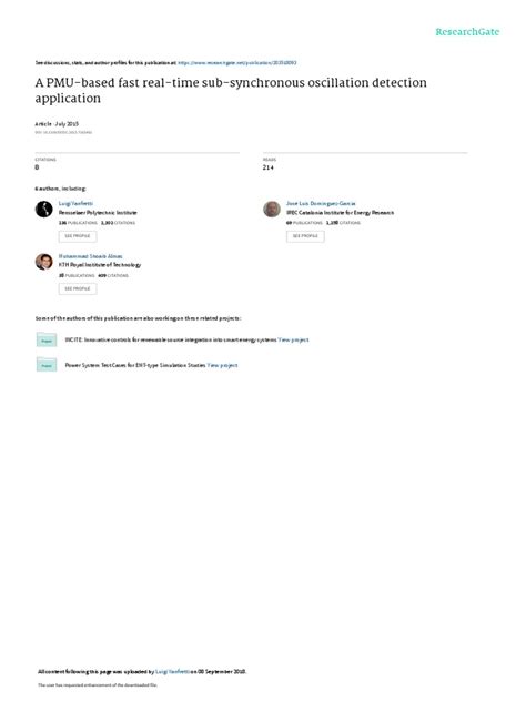 Pmu Based Fast Sub Synchronous Oscillation Detection Pdf Spectral Density Low Pass Filter