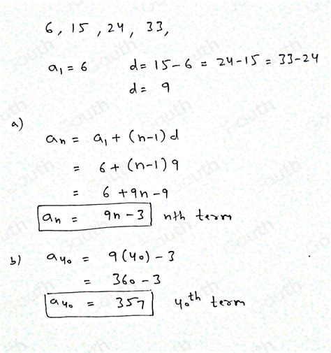 Solved The Start Of An Arithmetic Sequence Is Shown Below A Work Out The N Th Term Rule For