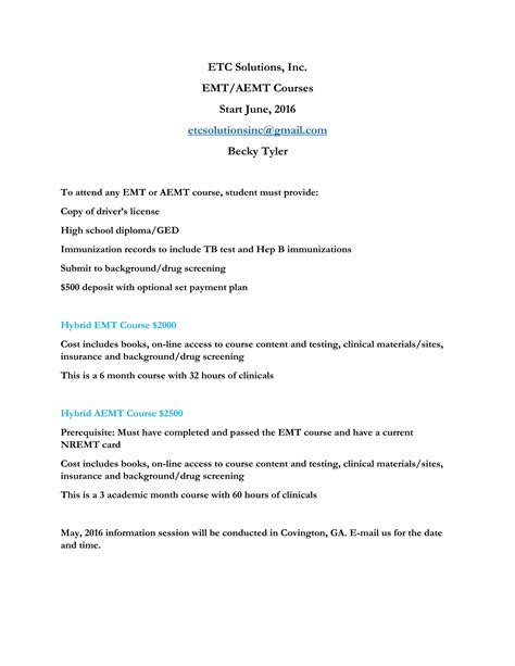 EMT AEMT Courses PDF