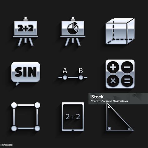 Set Graph Schedule Chart Diagram Tablet With Calculator Triangle Math Calculator Geometric