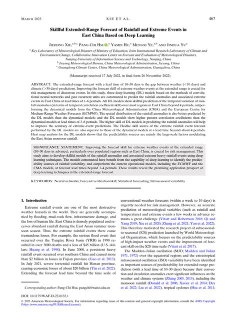 Pdf Skillful Extended Range Forecast Of Rainfall And Extreme Events