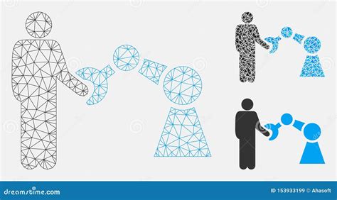 Robotics Handshake Vector Mesh Network Model And Triangle Mosaic Icon Stock Vector