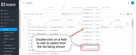 kodaris product documentation assign attributes in data grid