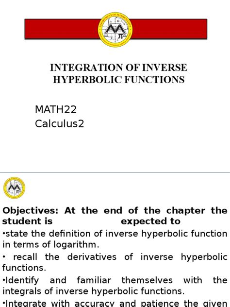 Lesson 10 Integration Of Inverse Hyperbolic Function Pdf
