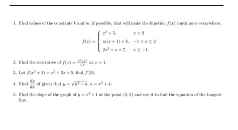 1 Find Values Of The Constants K And M If Possible