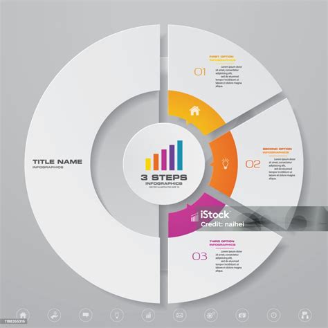 3 Steps Cycle Chart Infographics Elements For Data Presentation Stock