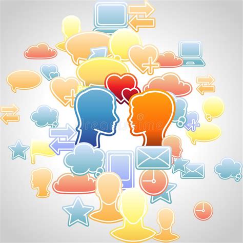 Social Media Communication In The Global Computer Stock Vector Illustration Of Contemporary