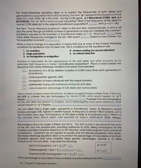 Solved Name Team PreLab Population Genetics Chegg Com