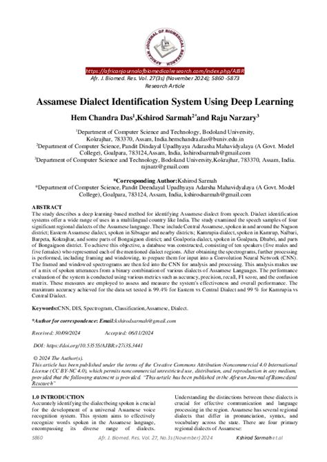 Pdf Assamese Dialect Identification System Using Deep Learning