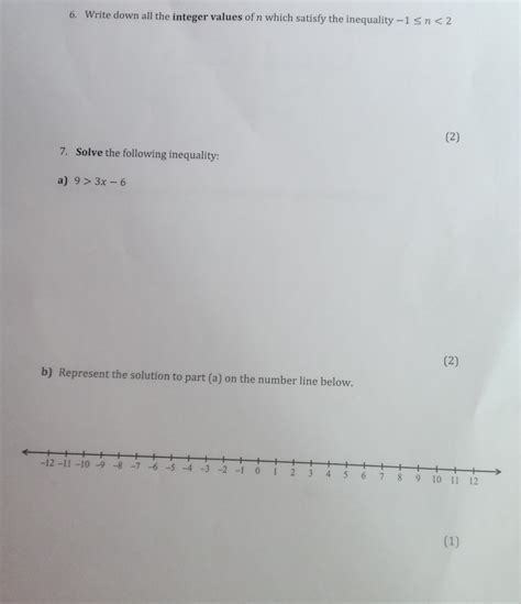 Solved 6 Write Down All The Integer Values Of N Which Satisfy The