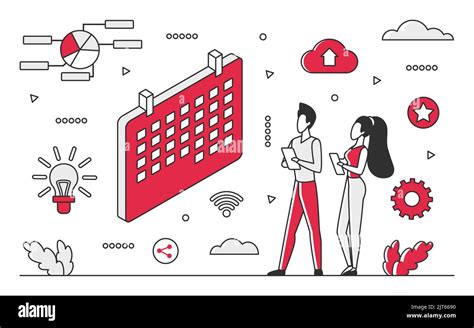 Schedule Calendar Program Time Management Planning Timetable Vector Monocolor Illustration