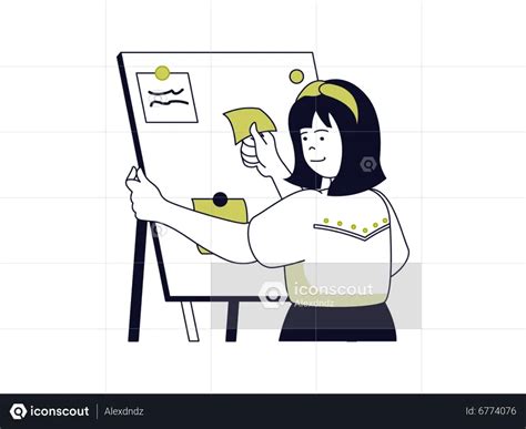 Best Premium School Girl Managing Task Board Illustration Download In