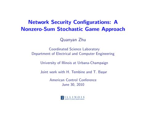 Pdf Network Security Configurations A Nonzero Sum Stochastic Game Approach