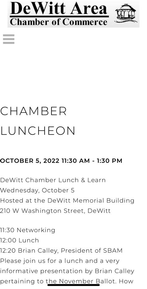 Happy To Attend The Dewitt Area Chamber Of Commerce Meeting And Hear Small Business Association