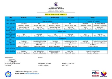 Classroom Program Sample Deped 062945 Docx