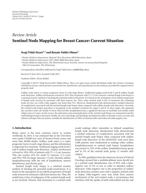Pdf Sentinel Node Mapping For Breast Cancer Current Situation