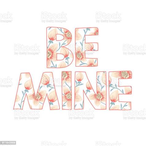 내 것 낭만주의 따옴표입니다 꽃 장식입니다 꽃과 편지입니다 해피 발렌타인 데이 하루 2 월에 휴일 14에 대한 스톡 벡터 아트 및 기타 이미지 Istock