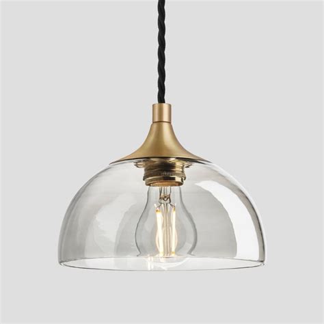 Chelsea Tinted Glass Dome Pendant Light Light 8 Inch Smoke Grey Shade And Brass Pendant Holder