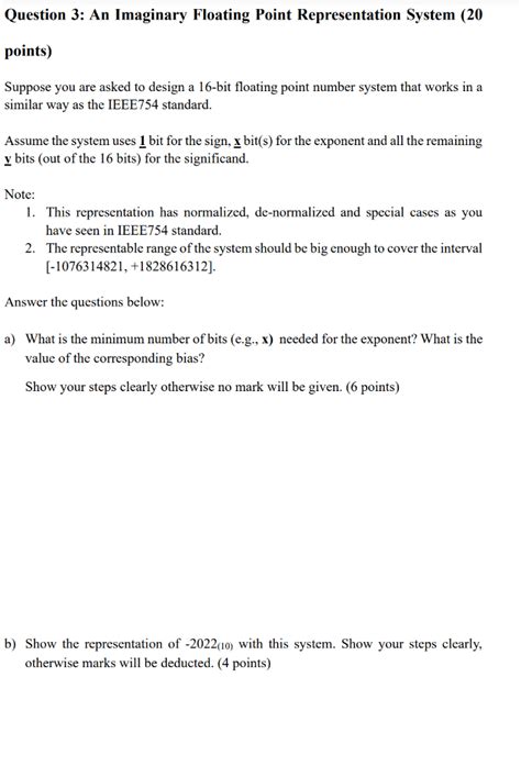 Solved Question An Imaginary Floating Point Chegg