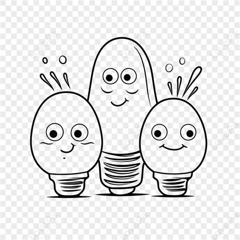 슬픈 얼굴 색칠 개요 스케치 드로잉을 가진 세 개의 전구 벡터선 그리기전구 흑백 Png 일러스트 무료 다운로드 Lovepik