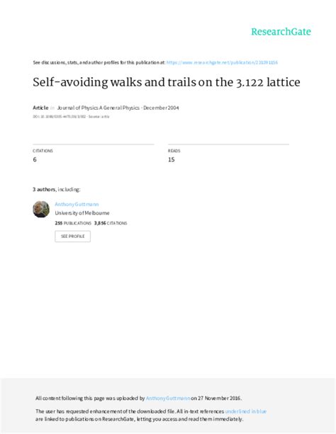 Pdf Self Avoiding Walks And Trails On The 312 2 Lattice