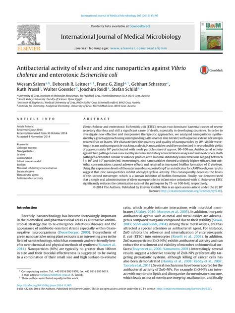 Pdf Antibacterial Activity Of Silver And Zinc Nanoparticles Against