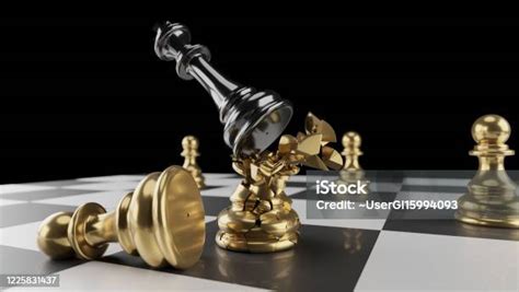 검은 색과 금 체스 전투 체스 승리 왕 게임 체크 메이트 전략 경쟁과 체스 게임 개념의 전투 3d 렌더링 0명에 대한 스톡 사진 및 기타 이미지 Istock