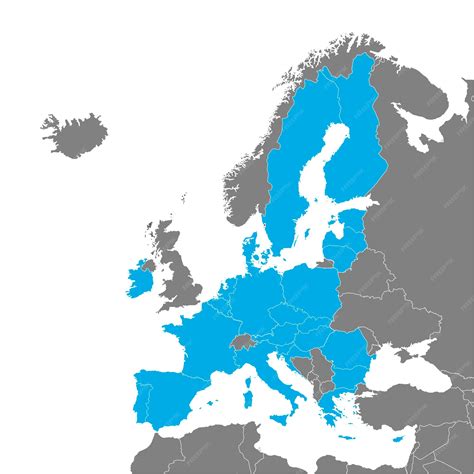 欧州連合諸国。国境のある政治地図 Premiumベクトル素材