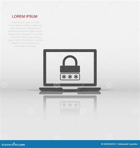 Laptop With Password Icon In Flat Style Computer Access Vector Illustration On White Isolated