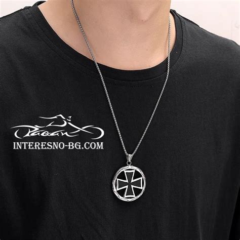 Малтийски кръст колие от стомана Interesno