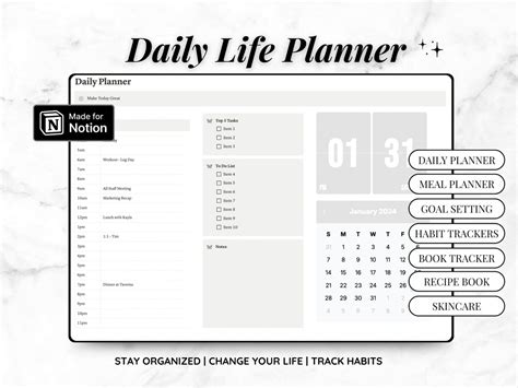 Notion Dashboard Template Notion Life Planner Aesthetic Digital Planner That Girl Planner Life