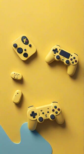 A Yellow Game Controller With A Black Button On The Bottom Premium Ai Generated Image