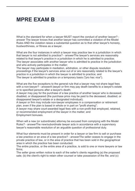 Mpre Exam B Questions And Answers 2024 Mpre Stuvia Us