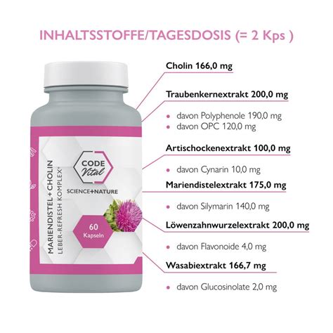 Mariendistel Cholin Leber Refresh Komplex 100 Natur Code Vital