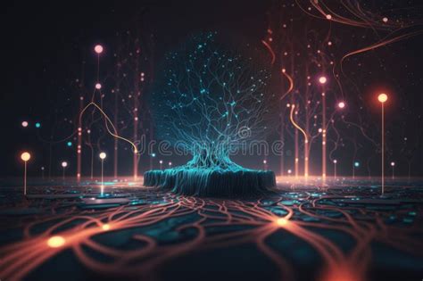 Concept Of Neural Network Artificial Intelligence And Machine Learning Stock Illustration