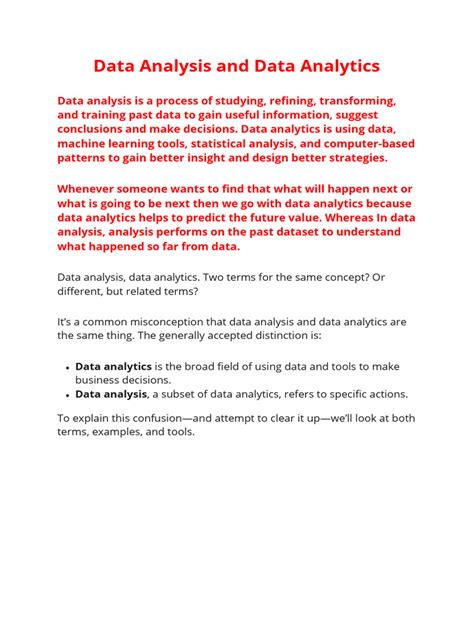 2data Analysis Vs Analytics Pdf Data Analysis Analytics