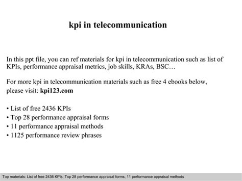 Kpi In Telecommunication Ppt