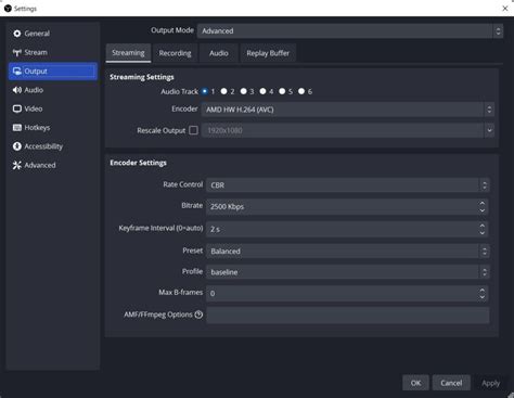required encoder settings for obs streamster knowledge base