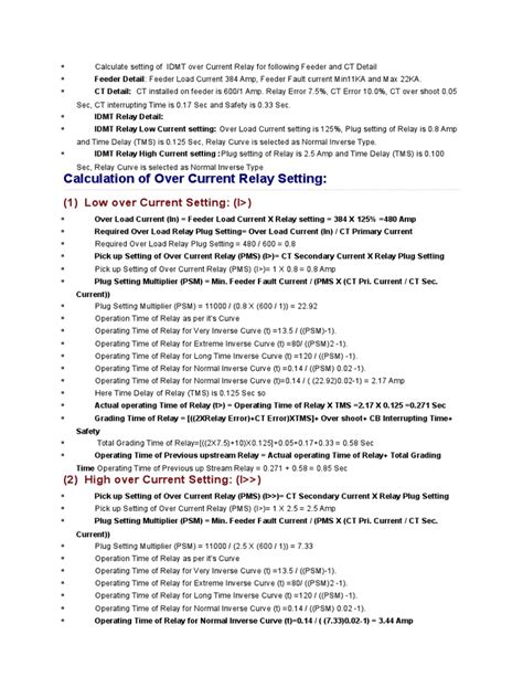 Calculate Setting Of Idmt Pdf Relay Equipment
