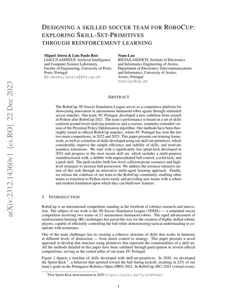 pdf designing a skilled soccer team for robocup exploring skill set