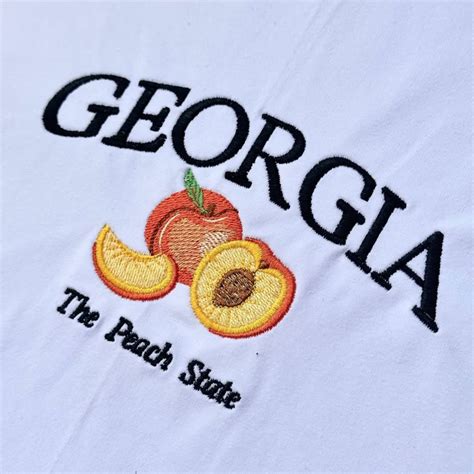 Georgia The Peach State Logo Machine Embroidery Design Georgia Peach