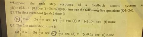 Solved Suppose The Unit Step Response Of A Feedback