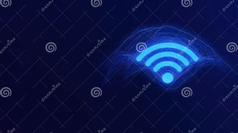 Futuristic Wifi Symbol Glows On Deep Blue Background Tech Inspired Design Shows Strong