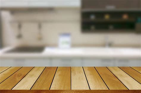 빈 나무 테이블과 흐리게 부엌 Backgroundcan 몽타주에 대 한 사용 또는 귀하의 제품을 표시 0명에 대한 스톡 사진 및 기타 이미지 Istock