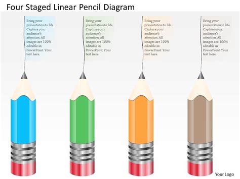 1214 Four Staged Linear Pencil Diagram Powerpoint Template PowerPoint Design Template Sample