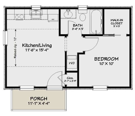 Cottage Plan 400 Square Feet 1 Bedroom 1 Bathroom Floor Plan