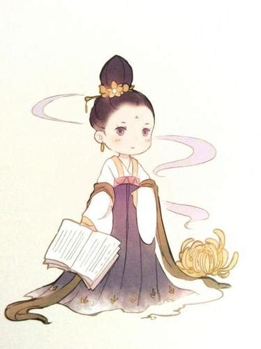 Q版简笔画女孩看书手绘人物古风 简笔画图片大全 普车都