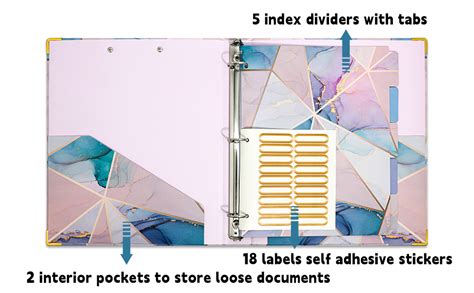 3 Ring Binder1 Inch Round Ring Floral Binders For Letter Size Paper With Clipboard