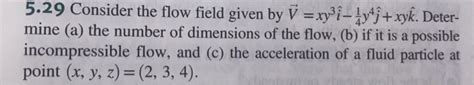 Solved 5 29 Consider The Flow Field Given By V Mine A The Chegg Com