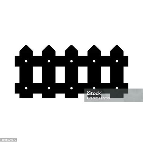 울타리 아이콘입니다 펜싱 블랙 실루엣 앞면 모습 벡터 간단한 평면 그래픽 Illustration 흰색 배경에 고립된 개체입니다 격리 건물 외관에 대한 스톡 벡터 아트 및